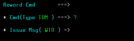 Specifying a question mark in the command field will bring up a display where you can define ...