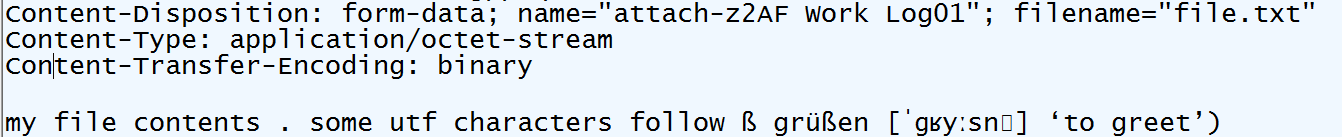 characters in binary inspected in http request