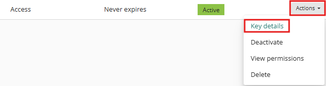 7. Go to Actions -> Key Details